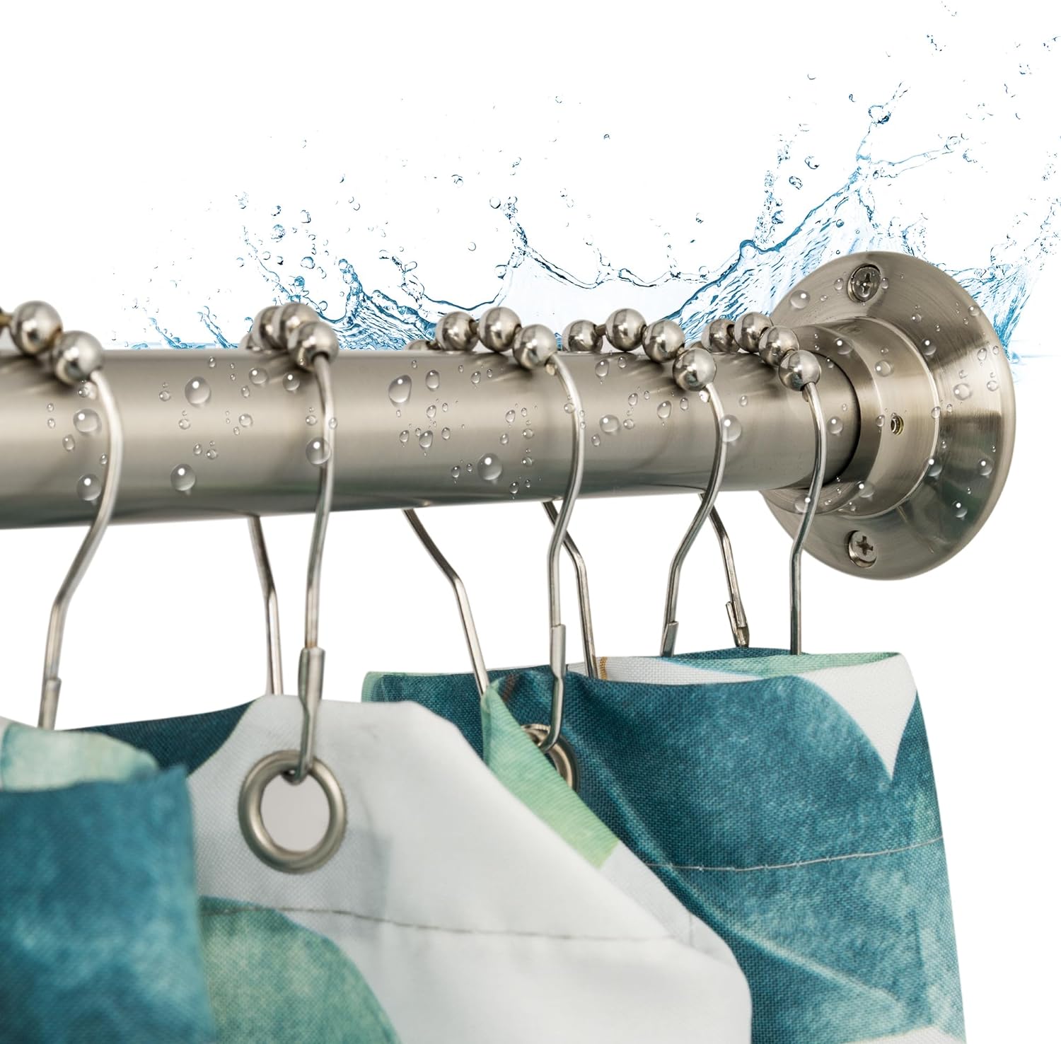 60" Heavy Duty Straight Shower Rod With Shower Rod Flange, Permanent ...