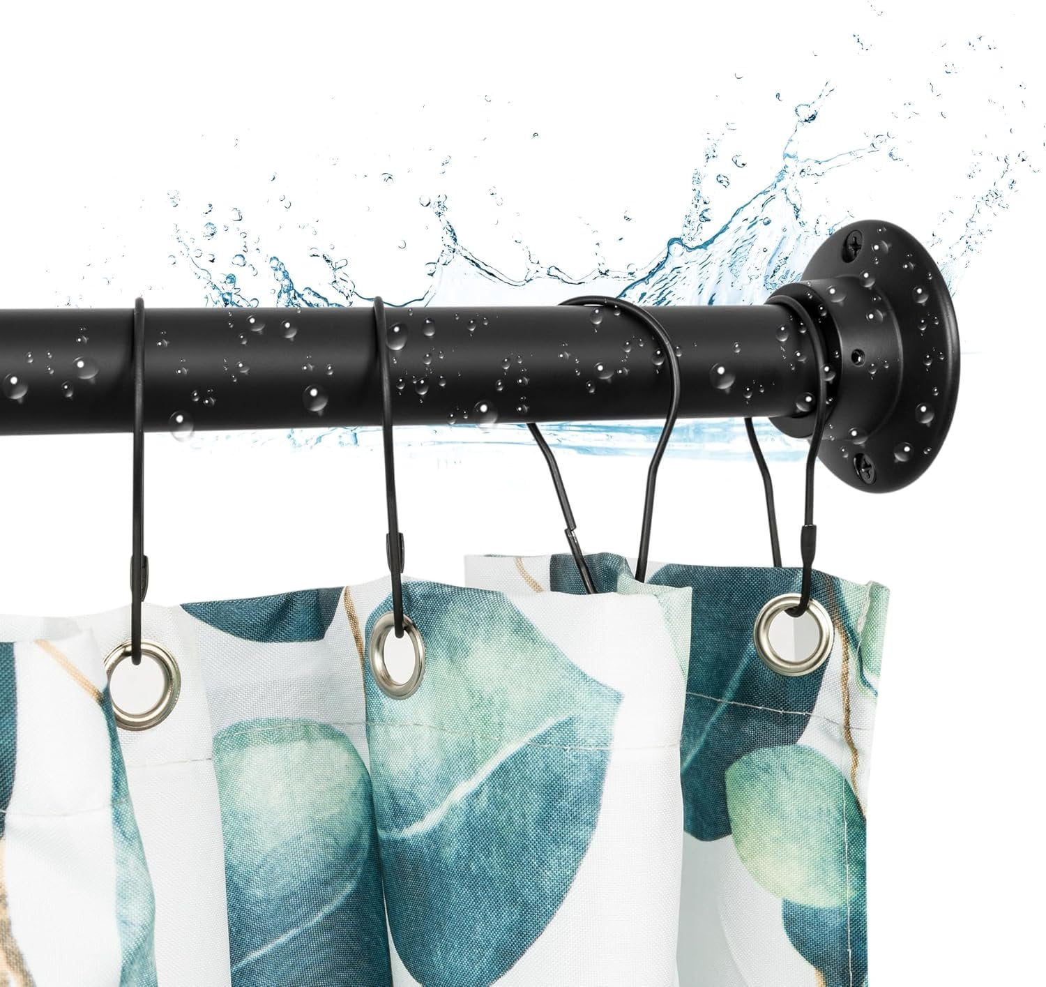 60" Heavy Duty Straight Shower Rod With Shower Rod Flange, Permanent ...