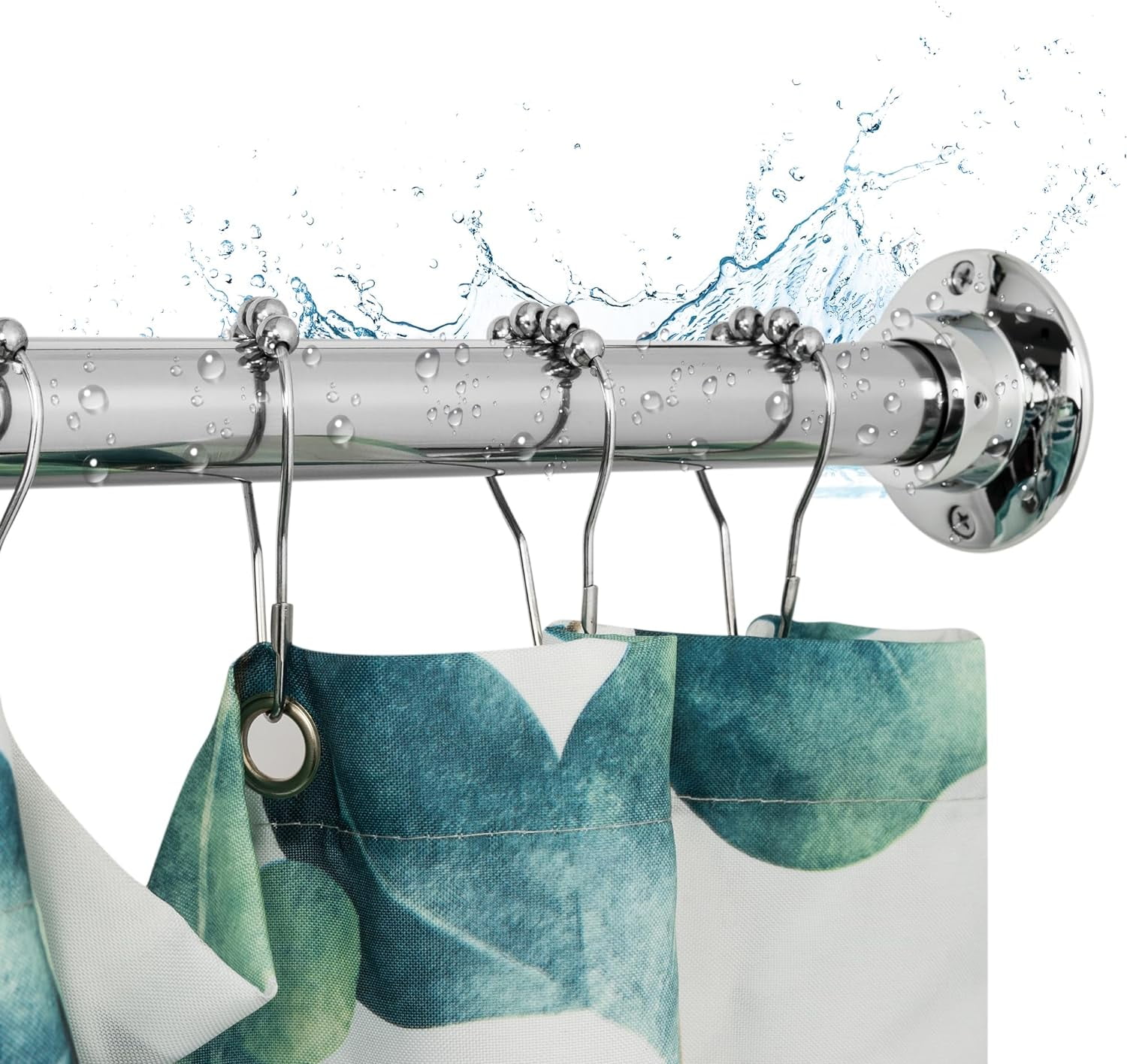 60" Heavy Duty Straight Shower Rod With Shower Rod Flange, Permanent ...