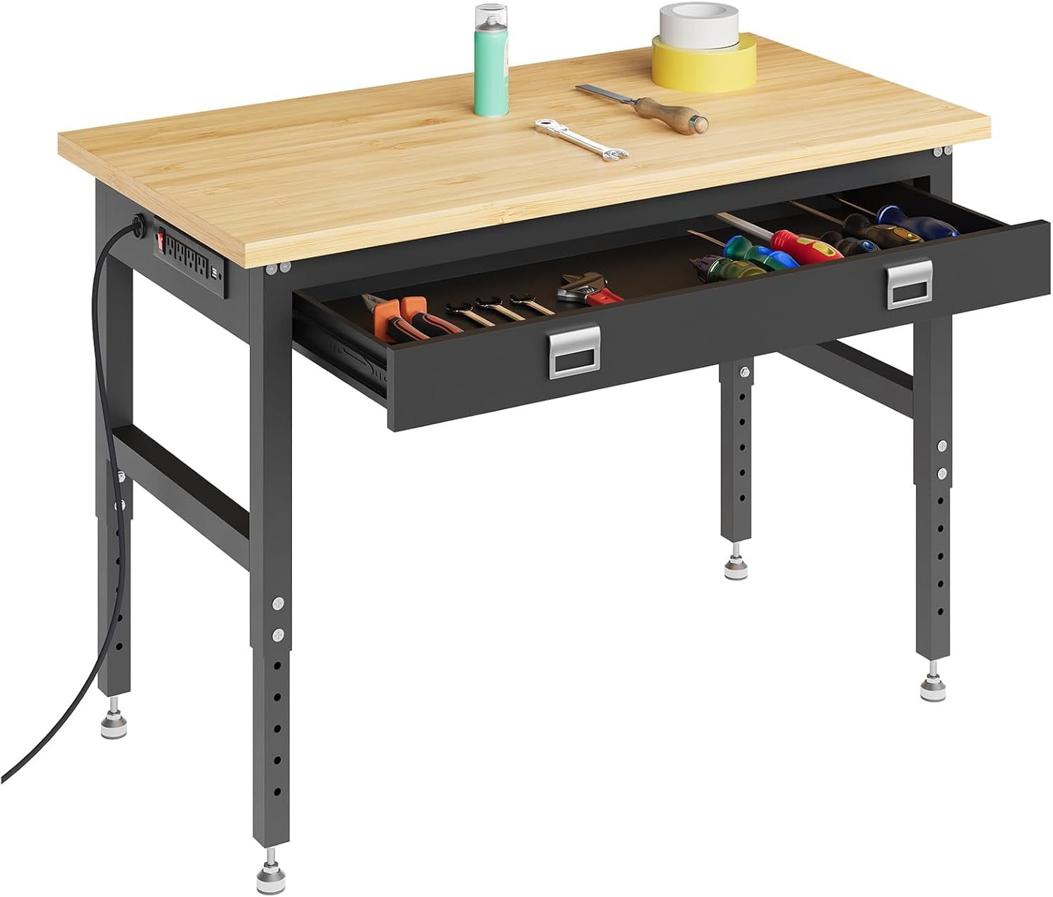 60" Heavy Duty Work Bench,Adjustable Height 28"-40" Max Load 2200 LBS ...