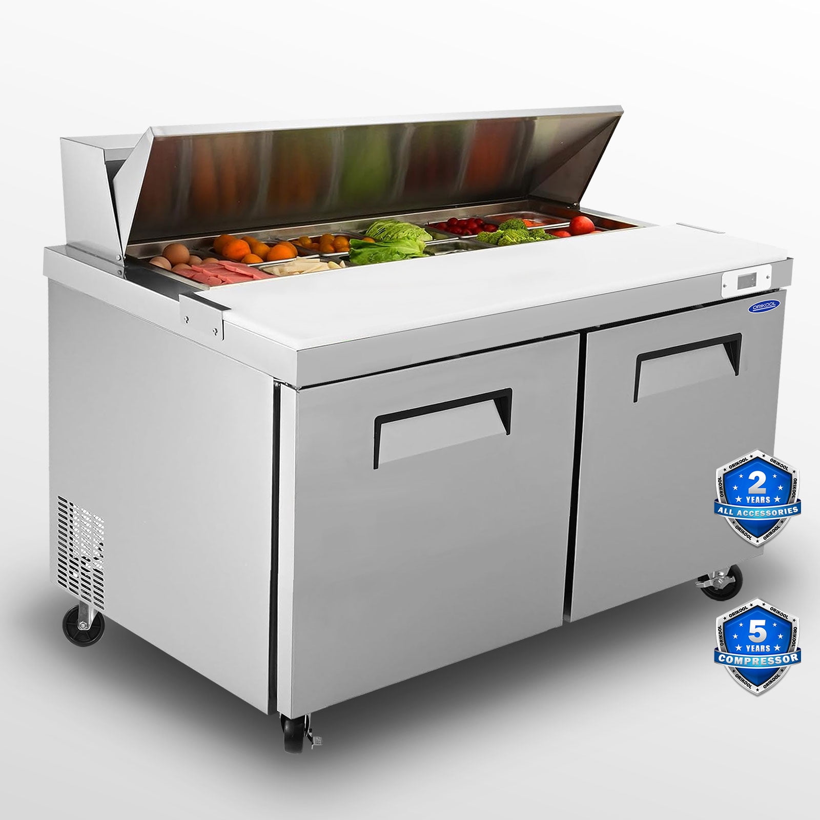 60 IN Commercial Refrigerators Sandwich&Salad Prep Table with a Butcher ...