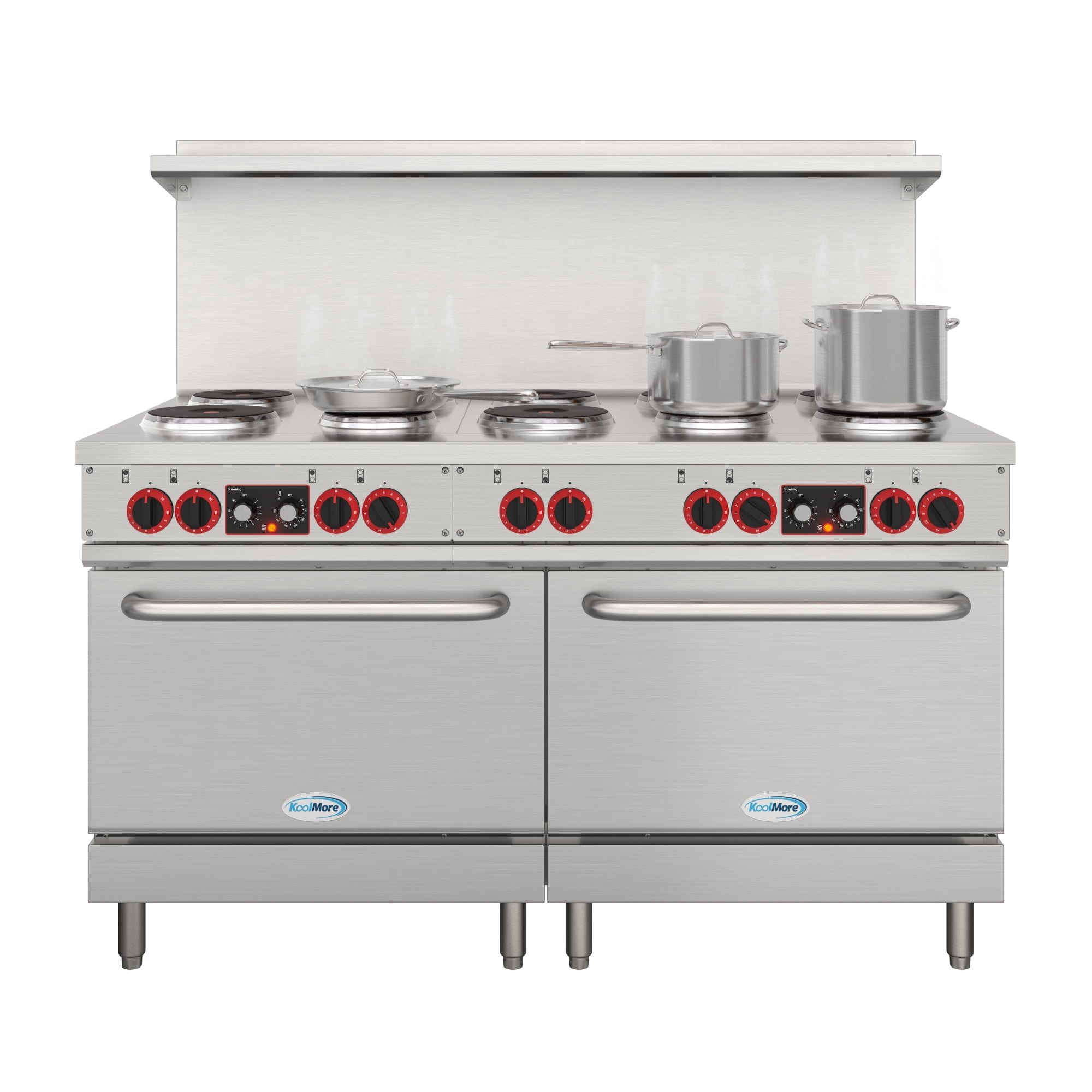 60 In. Commercial Electric Range with 10 Burners and 2 Standard ...