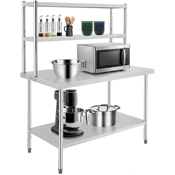 60 In x36 In Stainless Steel Work Table with Adjustable Shelves and ...