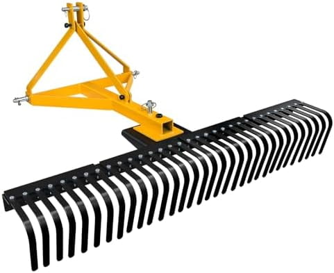 60 Inch 3 Point Landscape Rake with Heavy Duty Tines and Pin Hitch ...