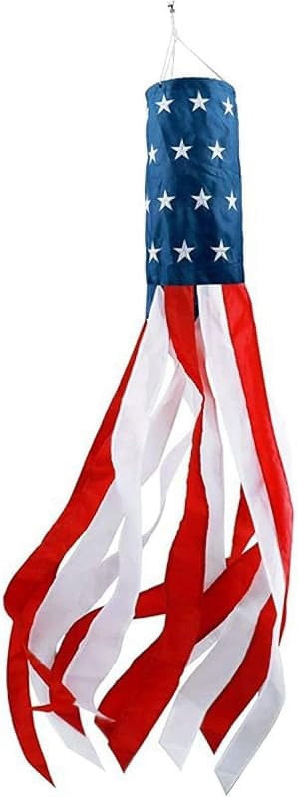 60 Inch American US Flag Windsock, Outdoor Embroidered Stars & Stripes ...