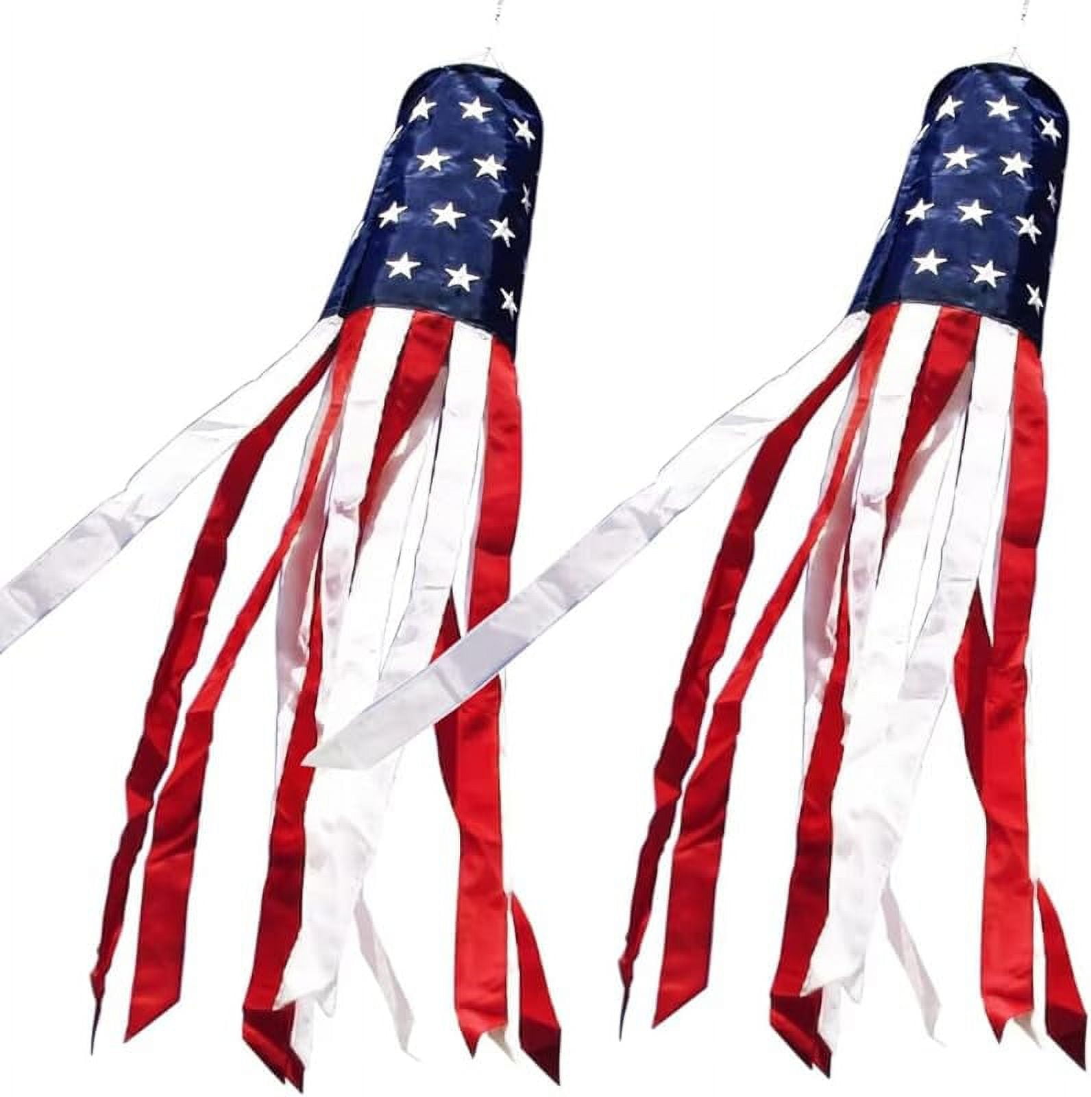 60 Inch American US Flag Windsock, Outdoor Embroidered Stars & Stripes ...