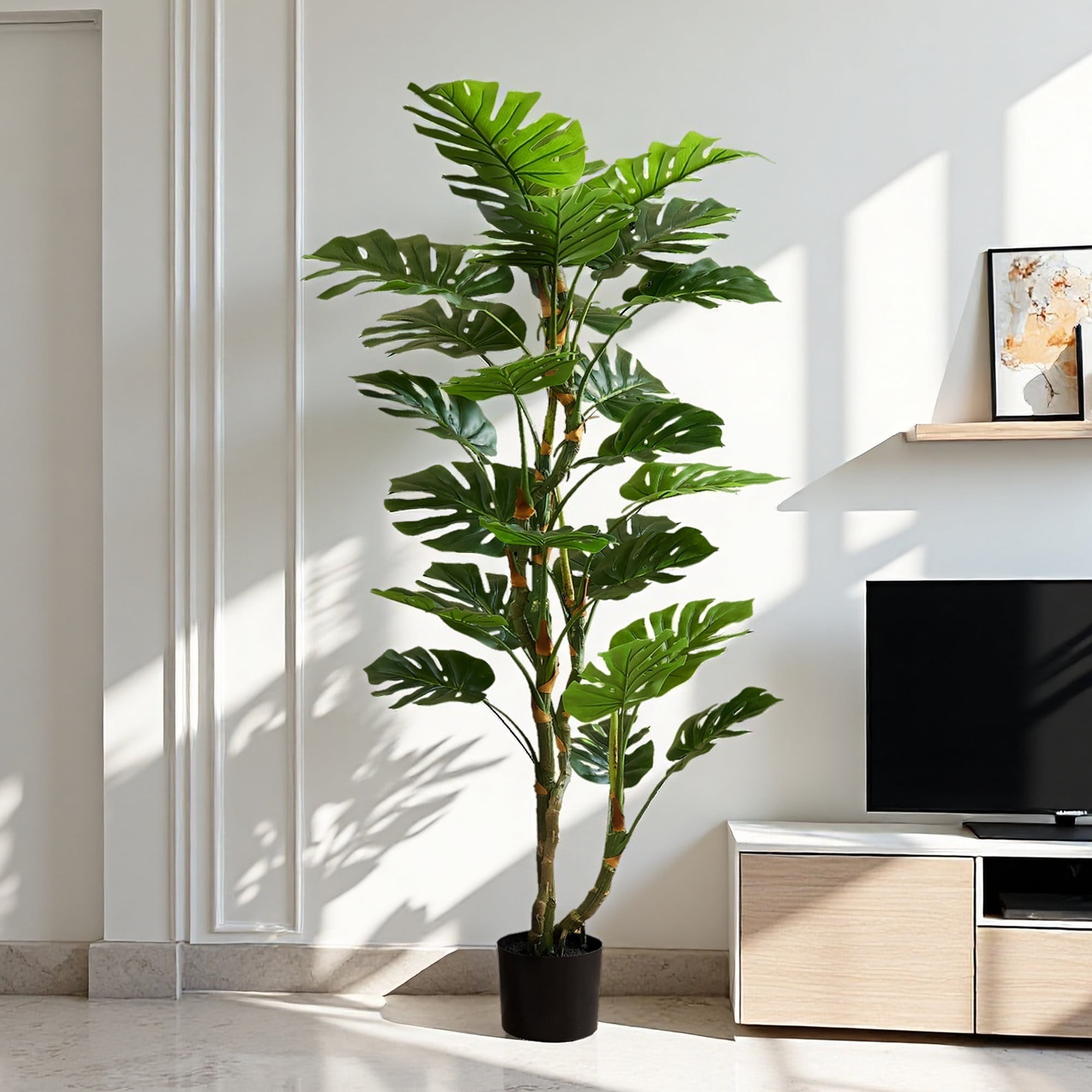 60 Inch Artificial Monstera Tree - Real Touch Leaves with Natural Veins ...