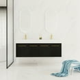60 Inch Bathroom Vanity Setup / Wall-Mounted, Black Chestnut Color ...