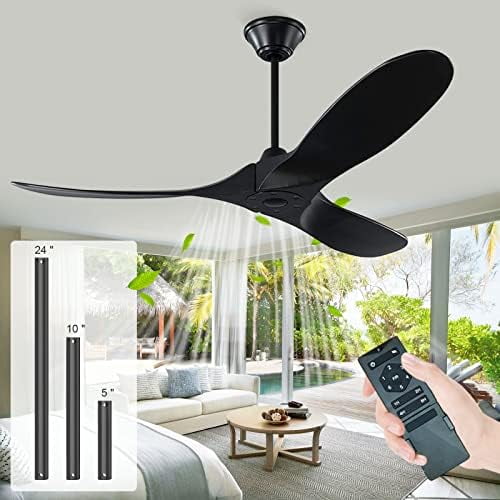 60 Inch Black Ceiling Fans No Light, Outdoor Ceiling Fans for Patios ...