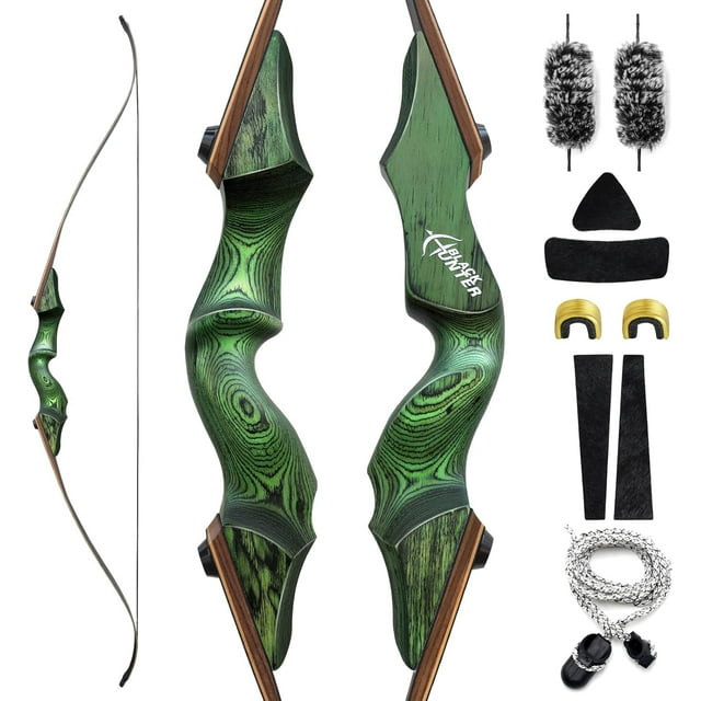 60 Inch Black Hunter Recurve Bow 20-60lbs Right Hand Archery Bow Wooden ...