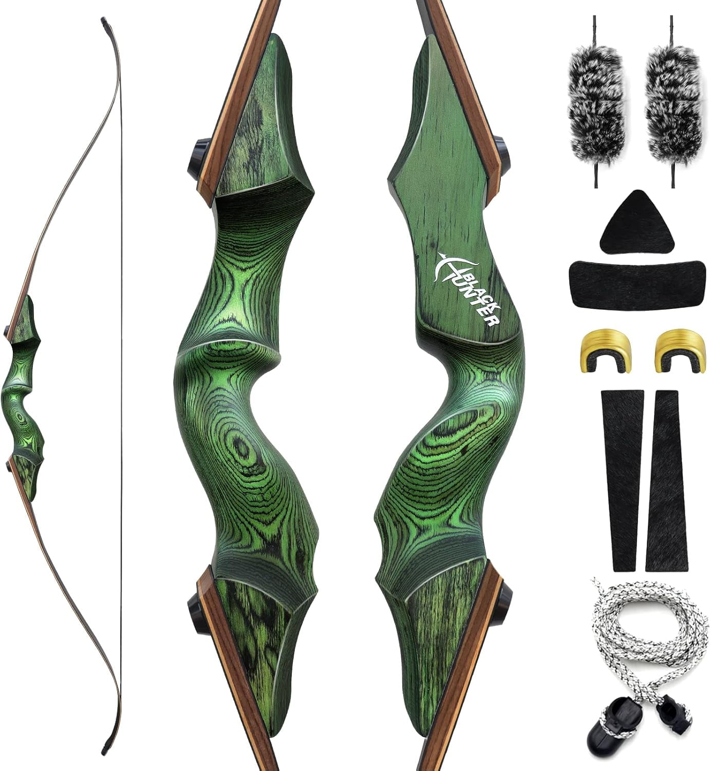 60 Inch Black Hunter Recurve Bow 20-60lbs Right Hand Archery Bow Wooden ...