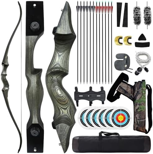60 Inch Black Hunter Takedown Recurve Bow 20-60lbs Hunting Bow and ...