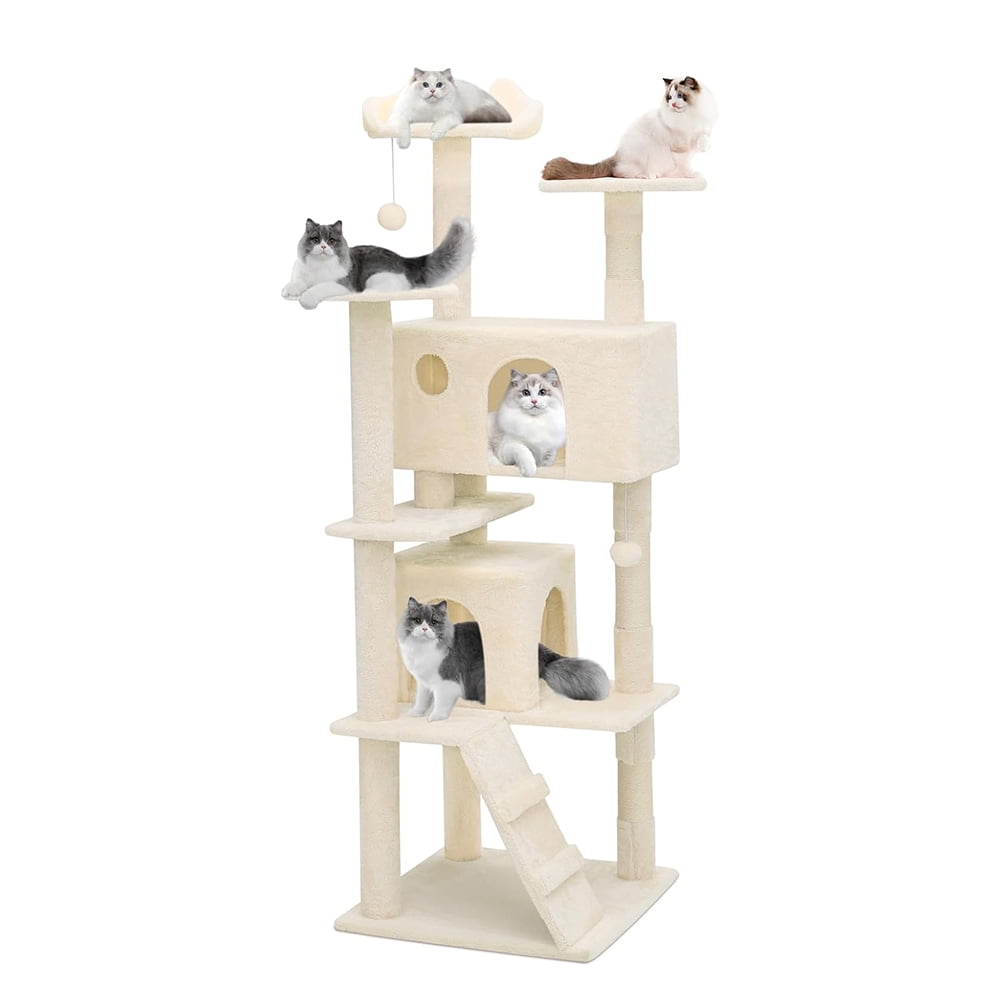 60 Inch Cat Tower, Floor Standing Cat Tree, Soft Cat Tree Climbing ...
