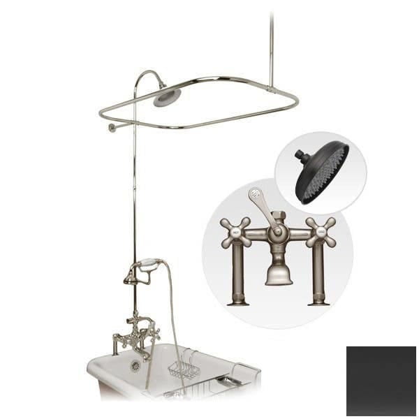 60 Inch Clawfoot Tub Rim Mount Shower Enclosure with Faucet and Rain ...