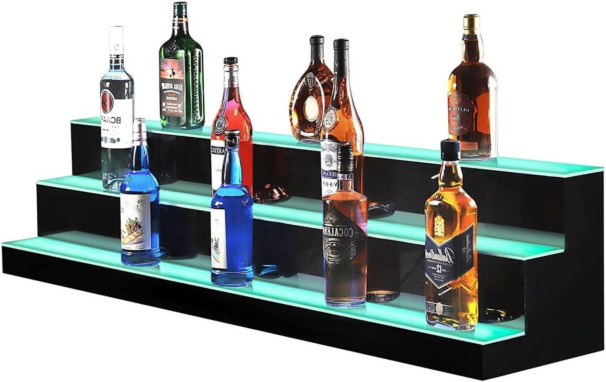 60 Inch Detachable LED Lighted Liquor Bottle Display 3 Step Illuminated ...