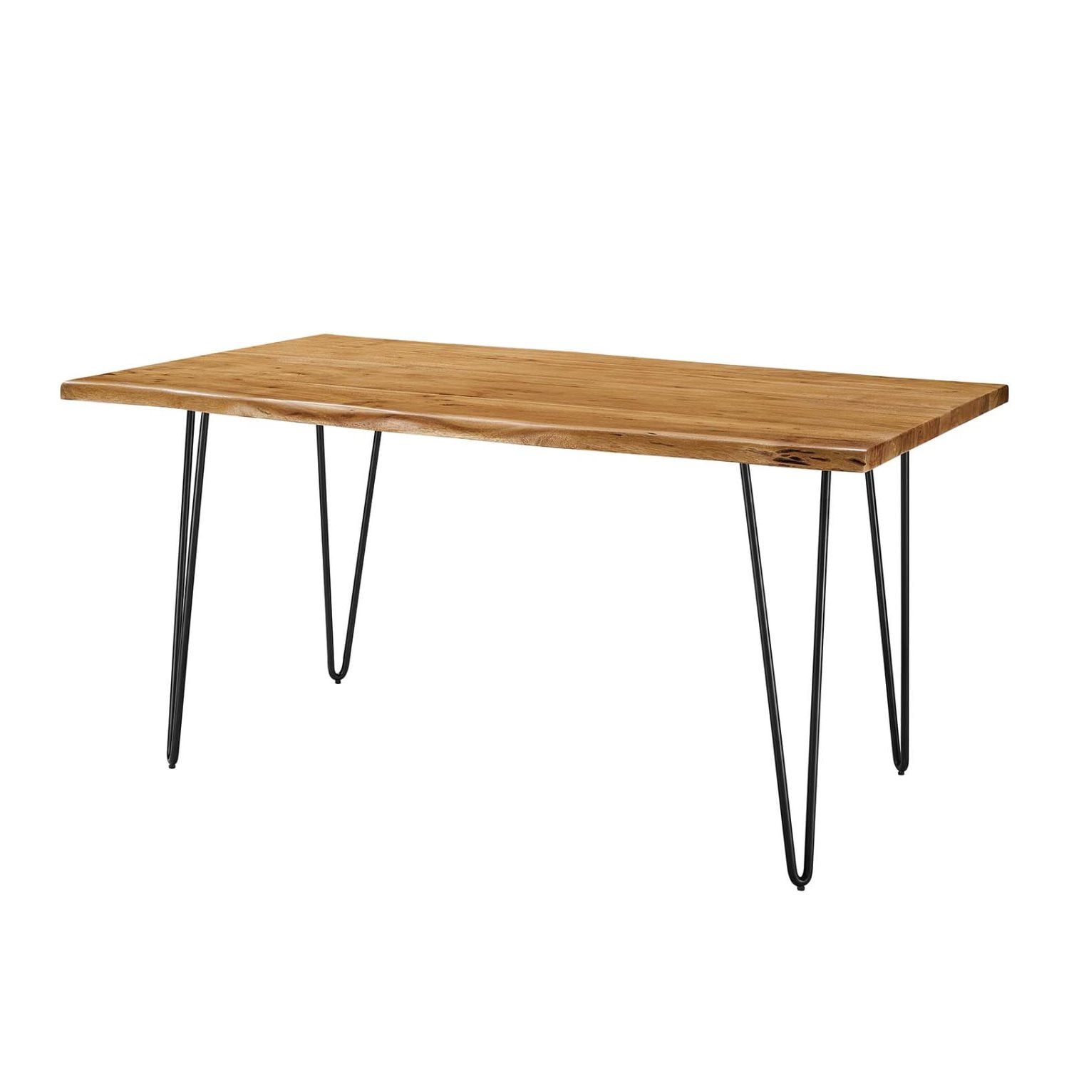 60 Inch Dining Table, Black Natural, Wood, Rectangular, Kitchen Cafe ...