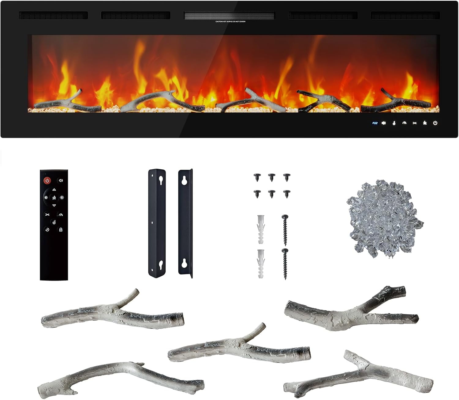 60 Inch Electric Fireplace, Recessed and Wall Mounted Linear Electric ...