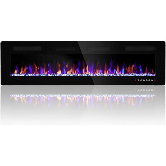60 Inch Electric Fireplace Wall Mounted/Recessed, Electric Fireplace ...