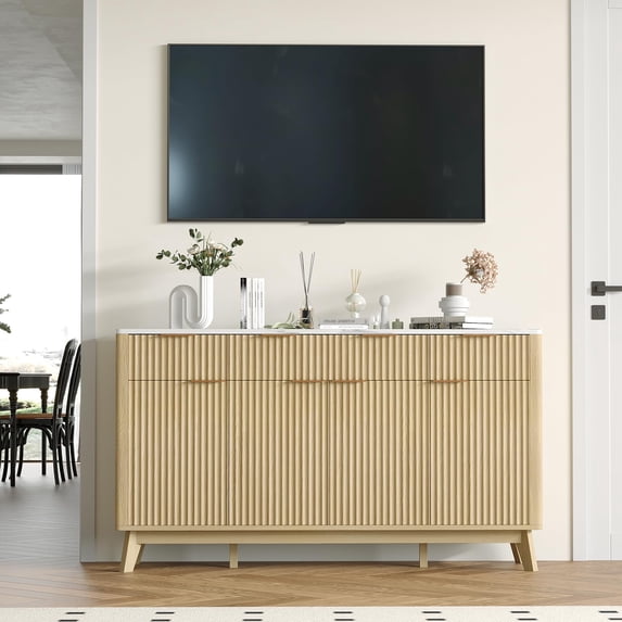 60 Inch Farmhouse Sideboard Buffet Cabinet with Storage Drawers ...