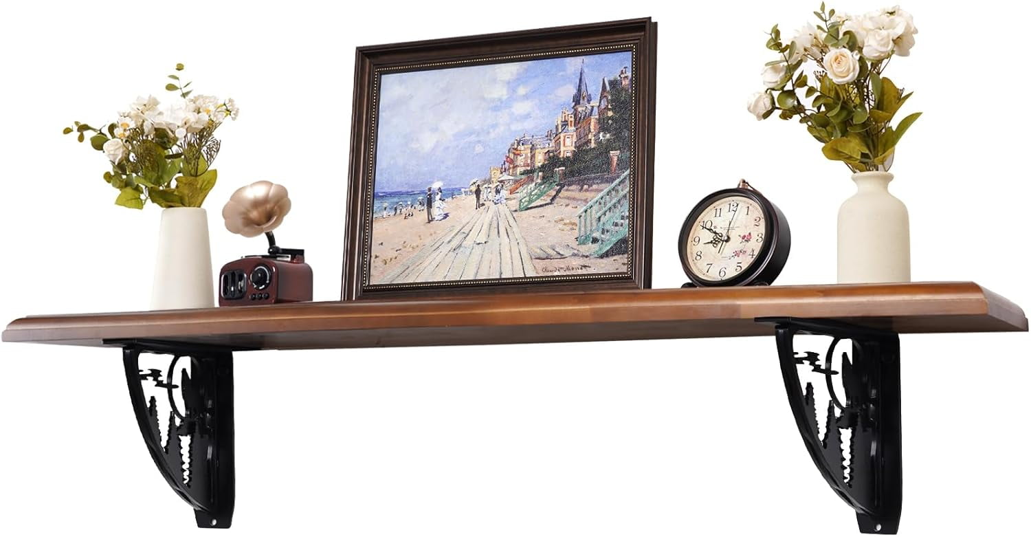 60 Inch Floating Shelf with Heavy Duty Metal Bracket,Extra Long ...