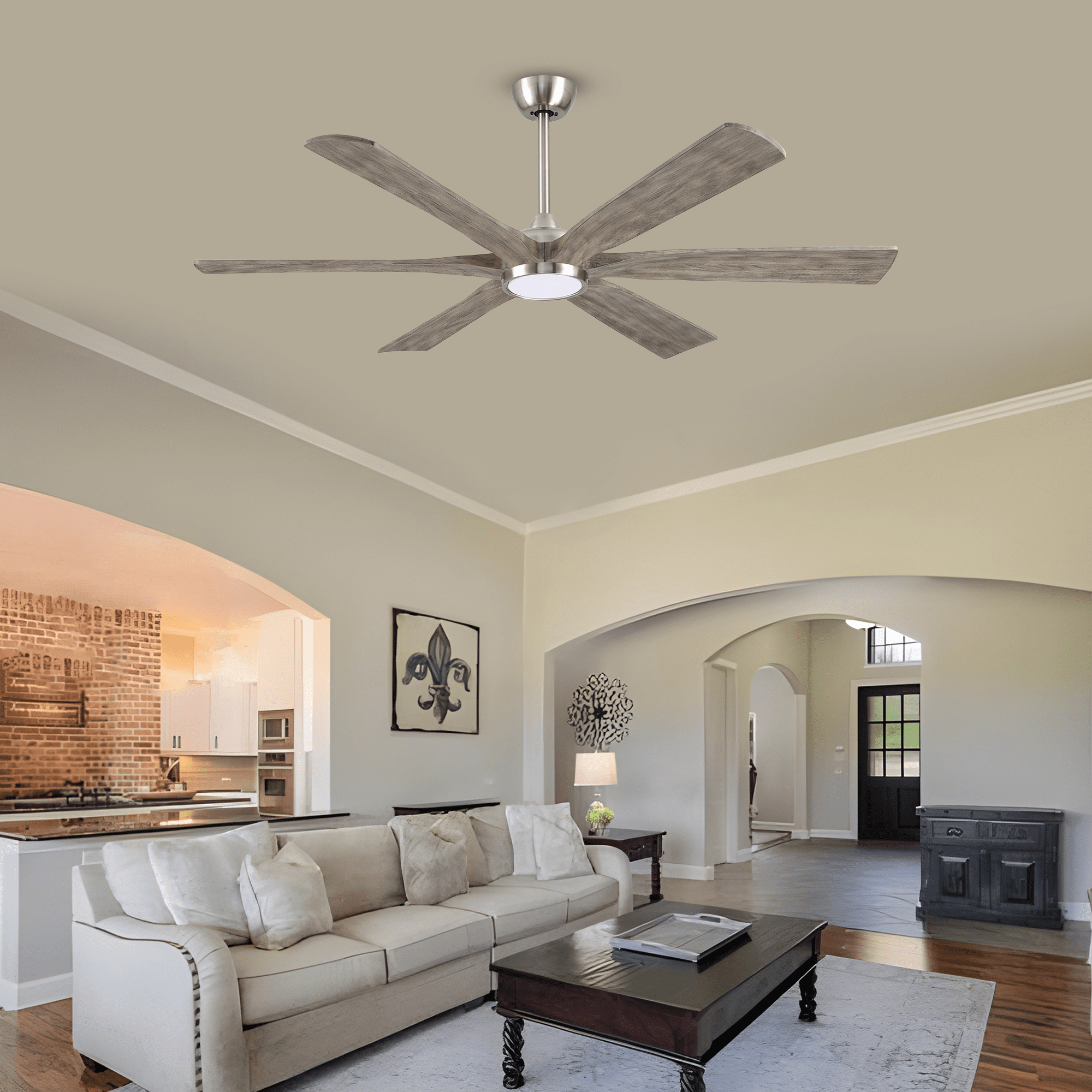 60 Inch Gray Ceiling Fans with Light and Remote, Modern Farmhouse Wood ...