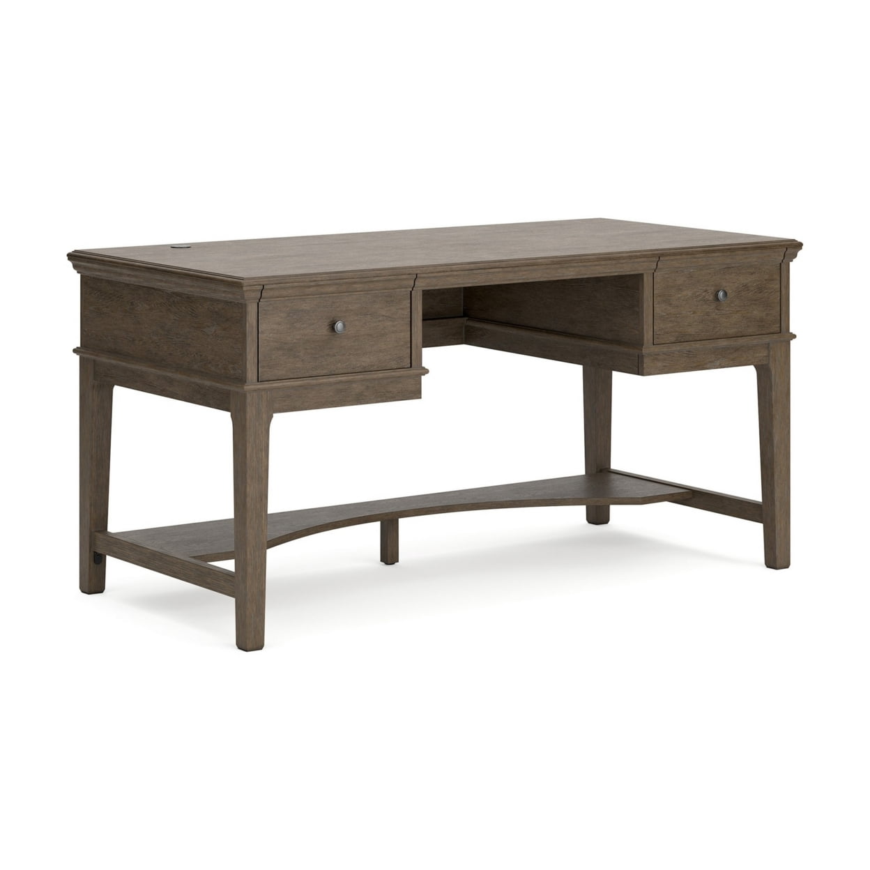 60 Inch Home Office Storage Desk, Weathered Gray Wood, Dual USB Ports ...