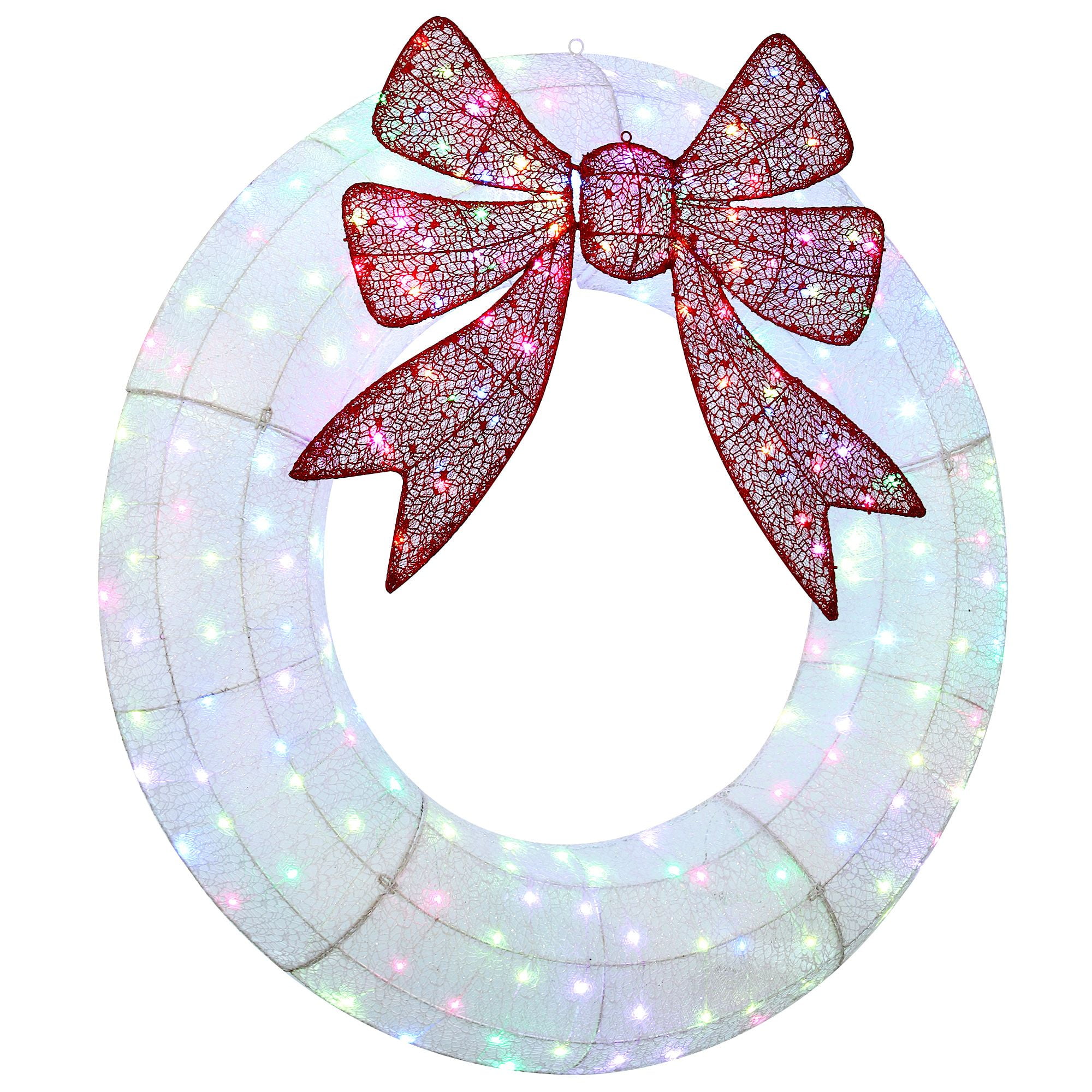 60 Inch Lighted Wreath Decoration with Dual Color LED, Christmas Wreath ...