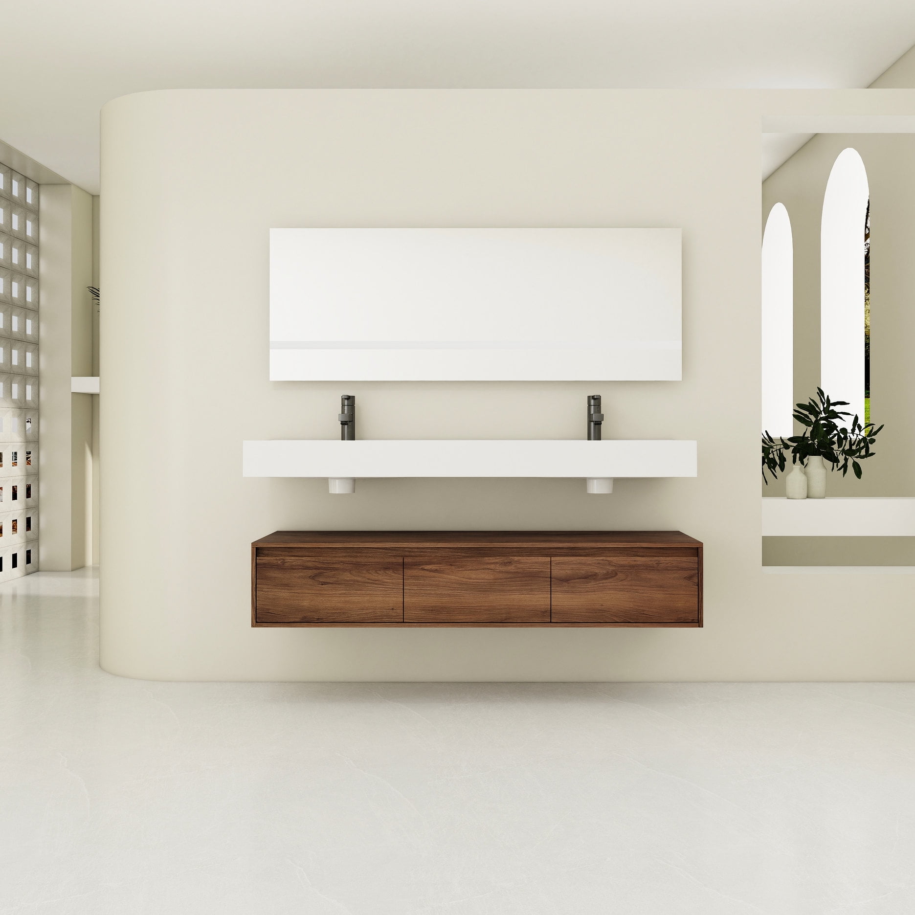 60 Inch Modern Style Bathroom Vanity | Top Platform for Essentials ...