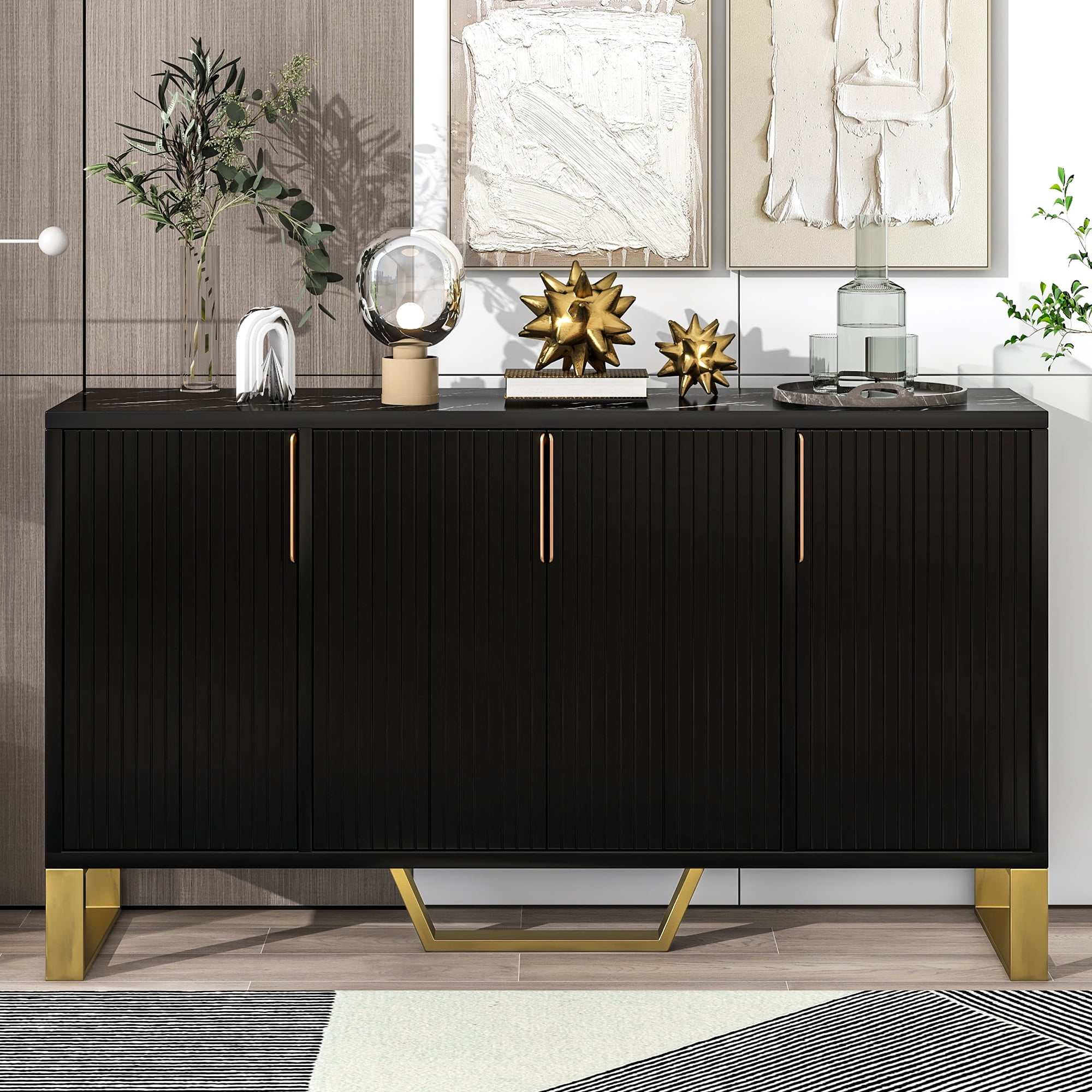 60-Inch Wood Accent Sideboard, Dining Room Buffet Storage with ...