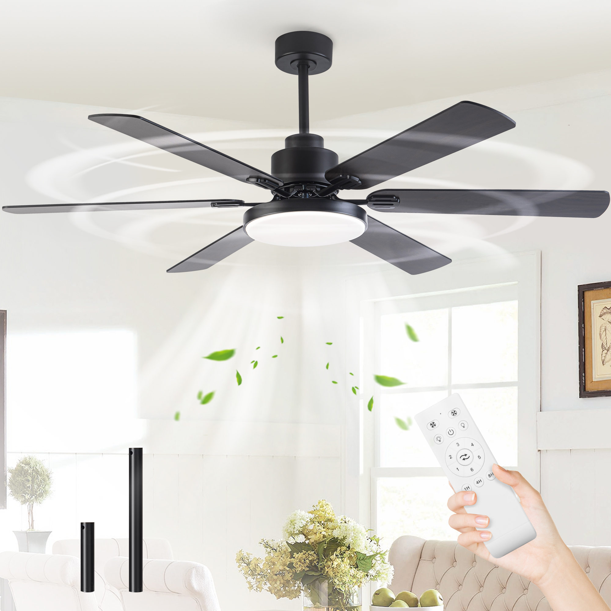 Depuley 80" Ceiling Fan with Lights, Large Reversible Ceiling Fan with ...