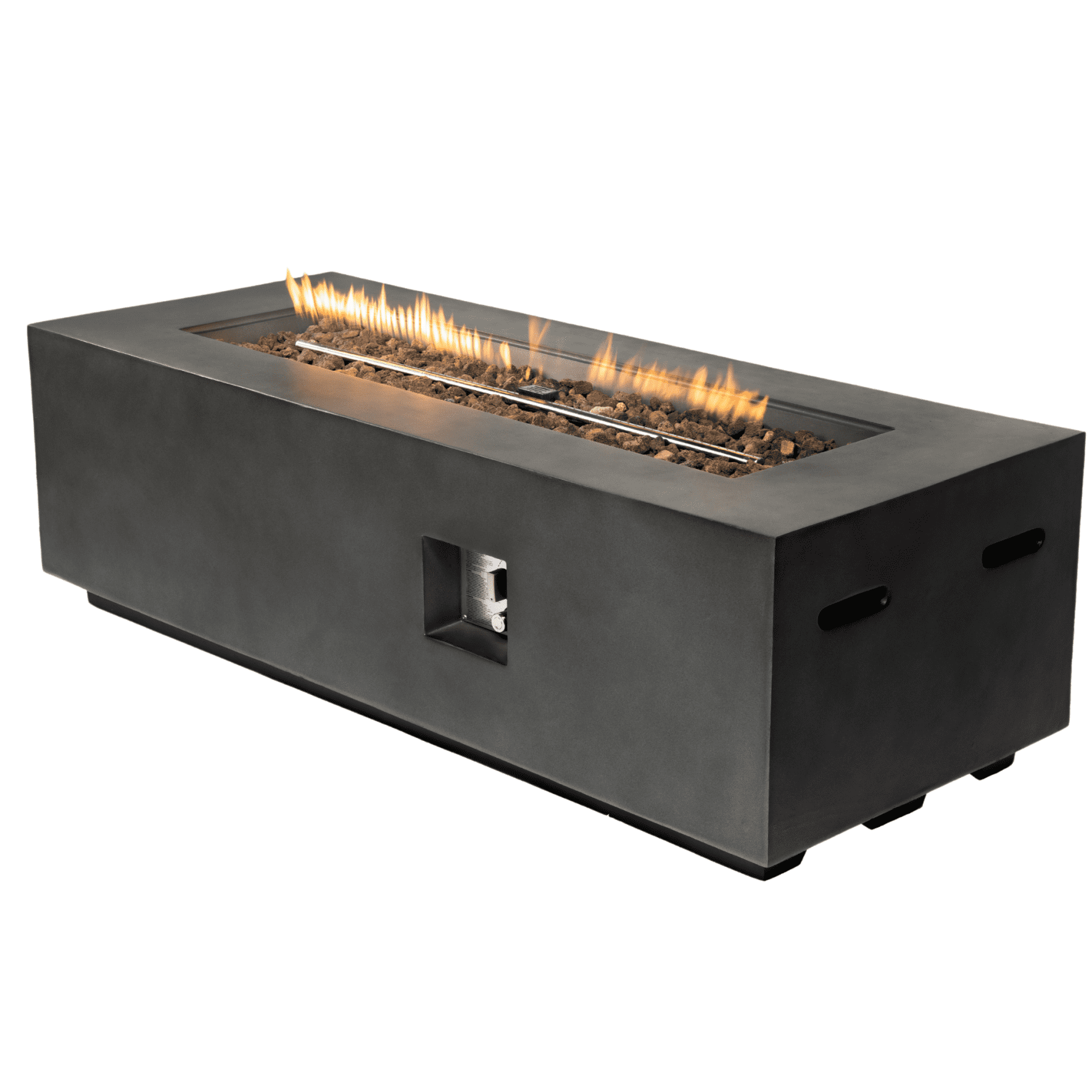 60-Inch Outdoor Fire Pit Table, Rectangle Propane Fire Pit with Waterproof Cover and Free Lava ...