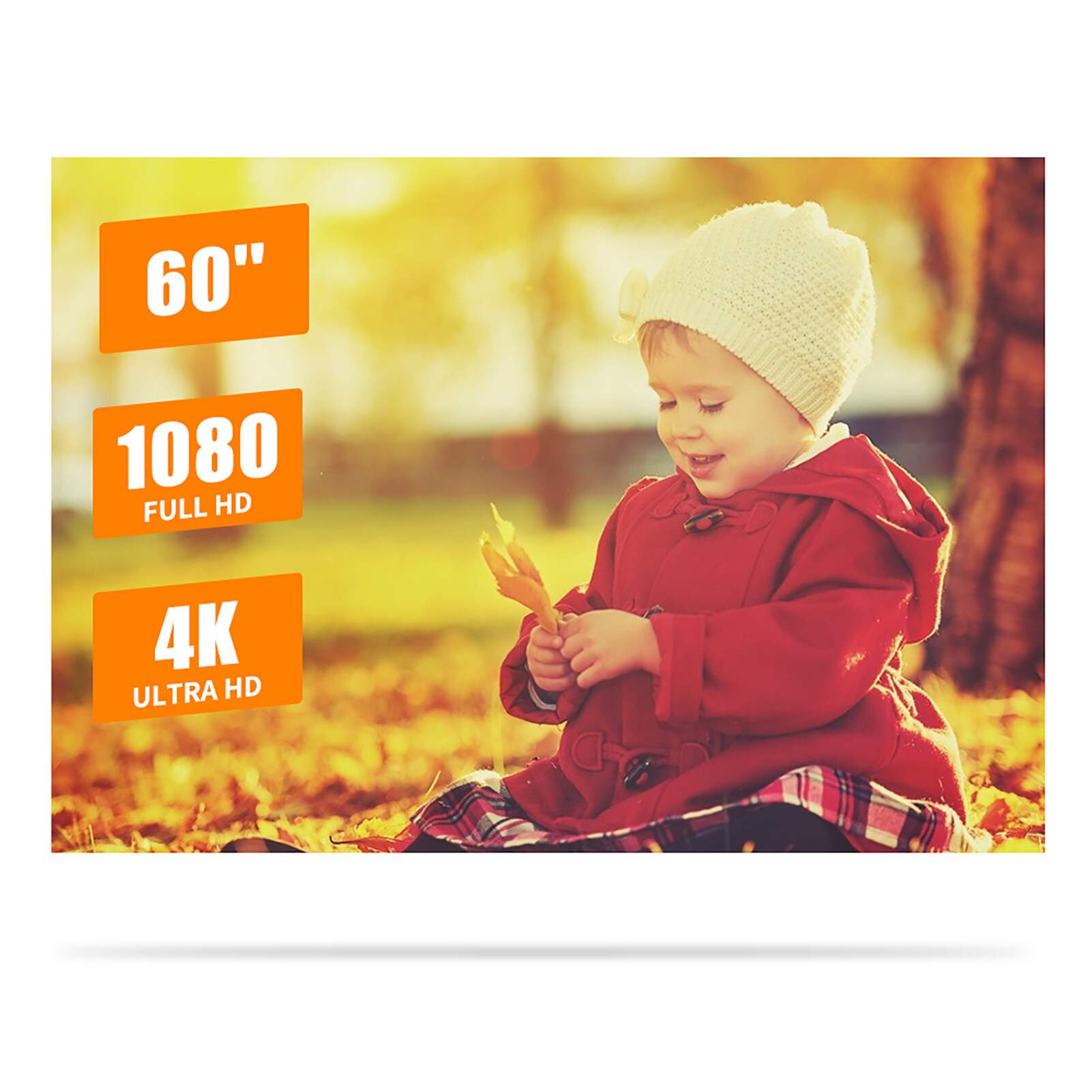 60 Inch Portable Metal Projector Screen Anti-Light Movie Screen 16:9 3D ...