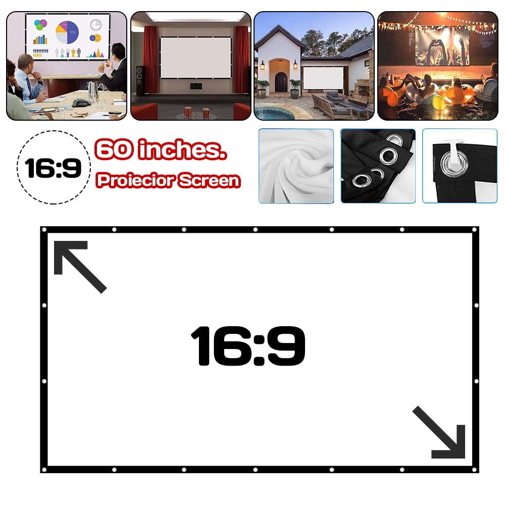 60 Inch Projector Screen, Foldable Projector Screen Outdoor Indoor ...
