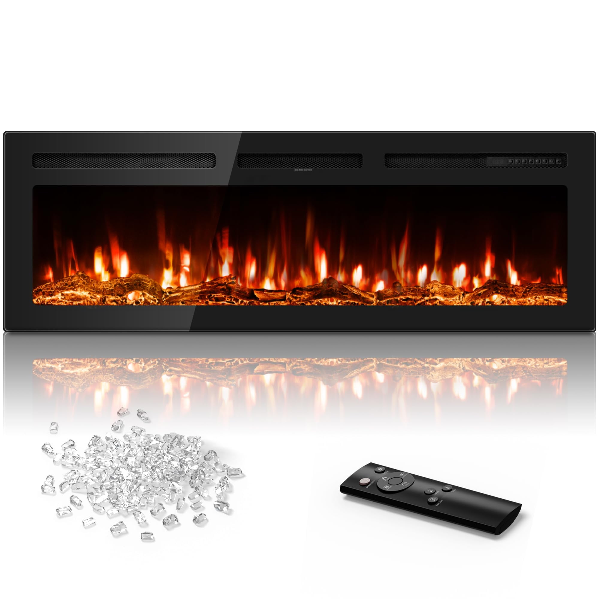60 Inch Recessed Electric Fireplace Wall Mounted with Remote Control ...