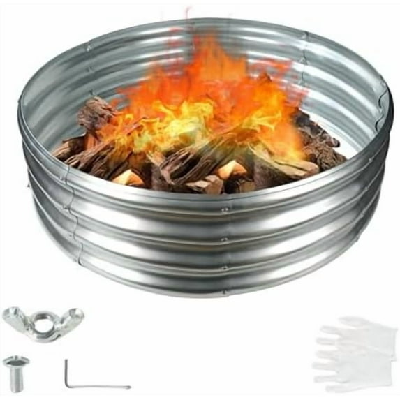 60 Inch Round Galvanized Fire Pit Ring/Fire Ring - Foldable and Perfect ...