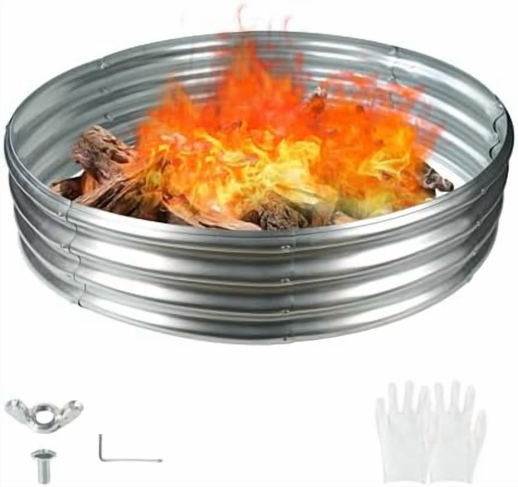 60 Inch Round Galvanized Fire Pit Ring/Fire Ring - Foldable and Perfect ...