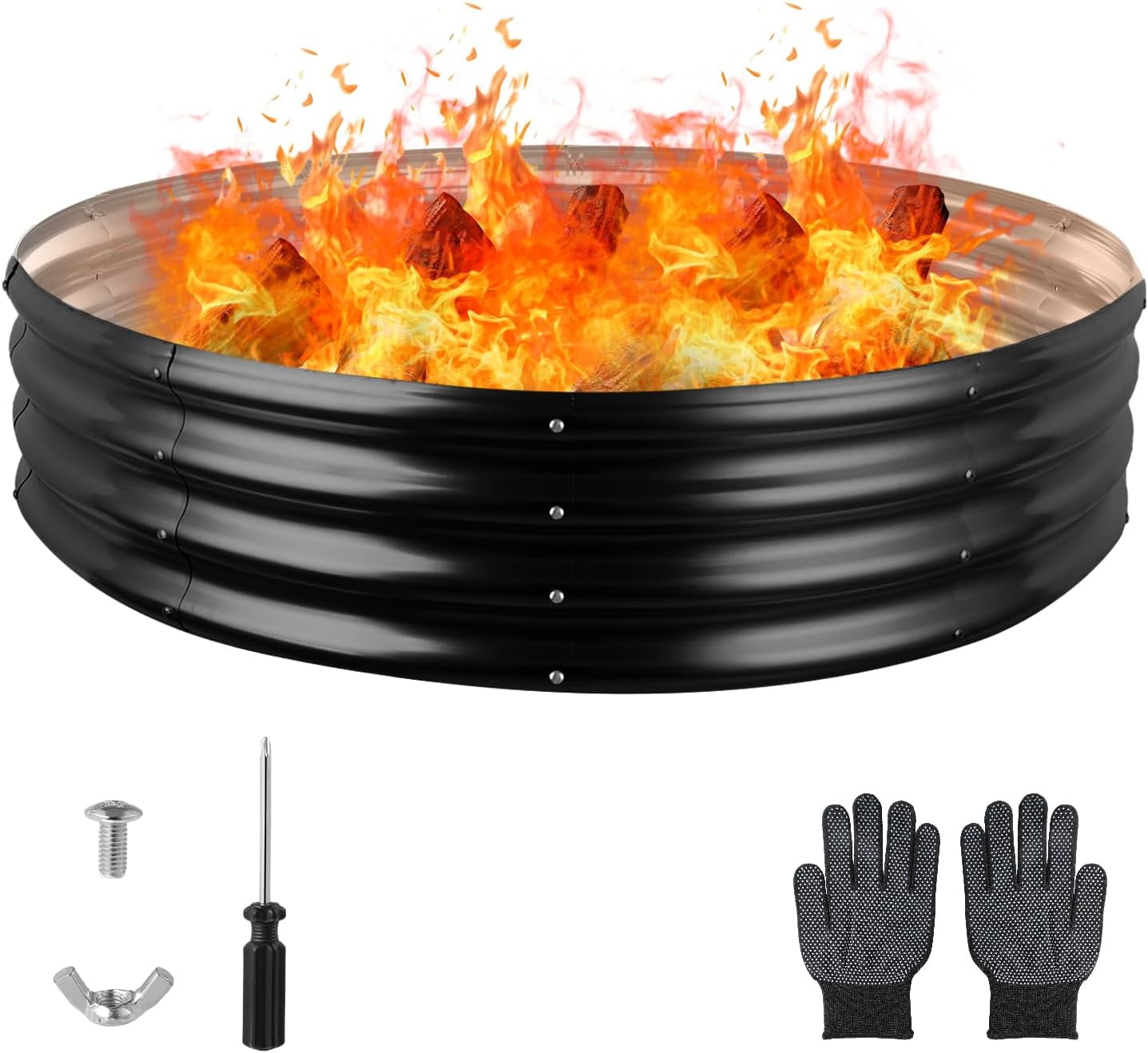 60 Inch Round Galvanized Fire Pit Ring, Round Galvanized Fire Ring, 5 ...