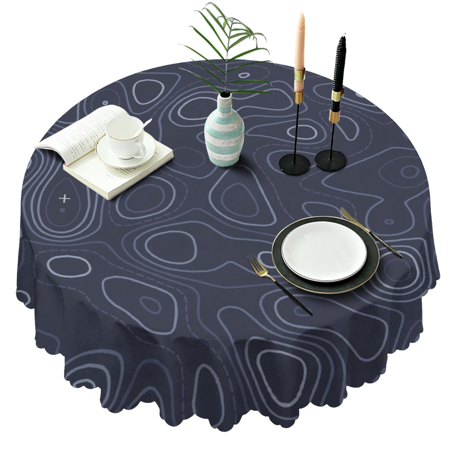 60 Inch Round Lace Tablecloth Water Resistant Washable, Adventure Map ...