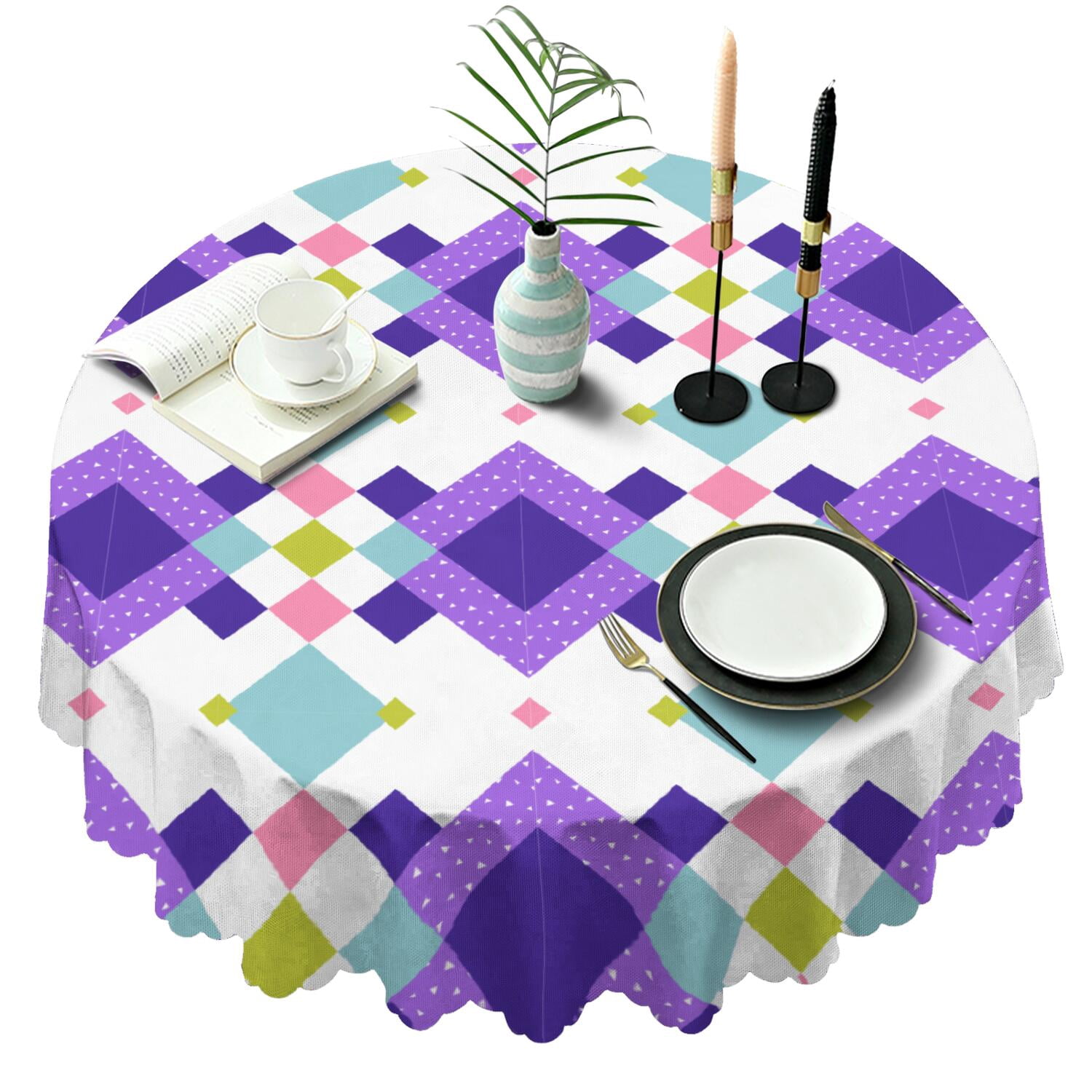 60 Inch Round Lace Tablecloth Water Resistant Washable, Elegant ...