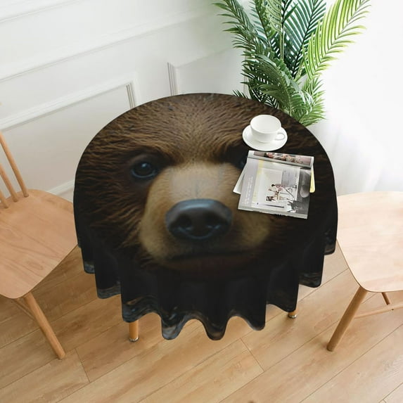 60 Inch Round Tablecloth – Waterproof, Stain-Resistant, Bear Cub ...