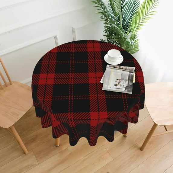 60 Inch Round Tablecloth – Waterproof, Stain-Resistant, Black And Red ...