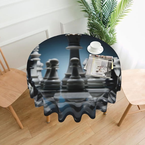 60 Inch Round Tablecloth – Waterproof, Stain-Resistant, Black And White ...