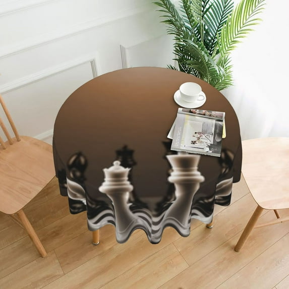 60 Inch Round Tablecloth – Waterproof, Stain-Resistant, Chess Game ...