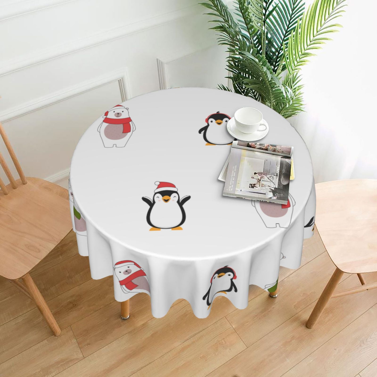 60 Inch Round Tablecloth – Waterproof, Stain-Resistant, Christmas ...
