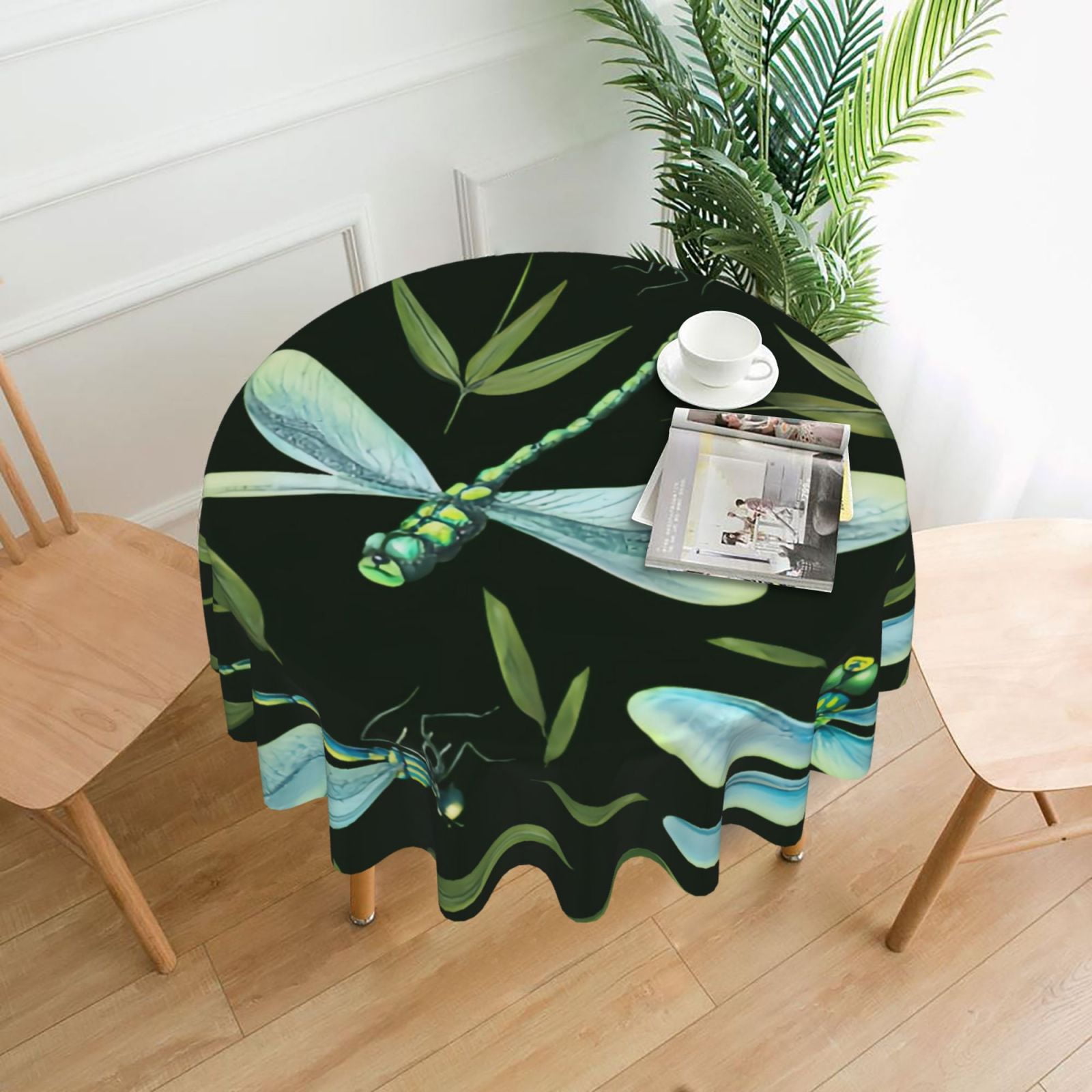 60 Inch Round Tablecloth – Waterproof, Stain-Resistant, Dragonflies ...