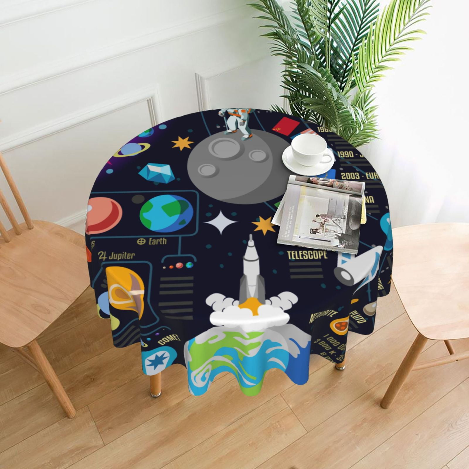 60 Inch Round Tablecloth – Waterproof, Stain-Resistant, Galaxy Universe ...