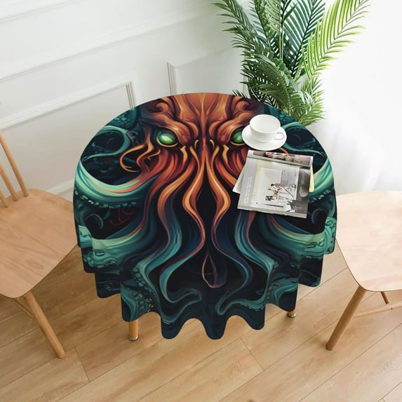 60 Inch Round Tablecloth – Waterproof, Stain-Resistant, Octopus With ...
