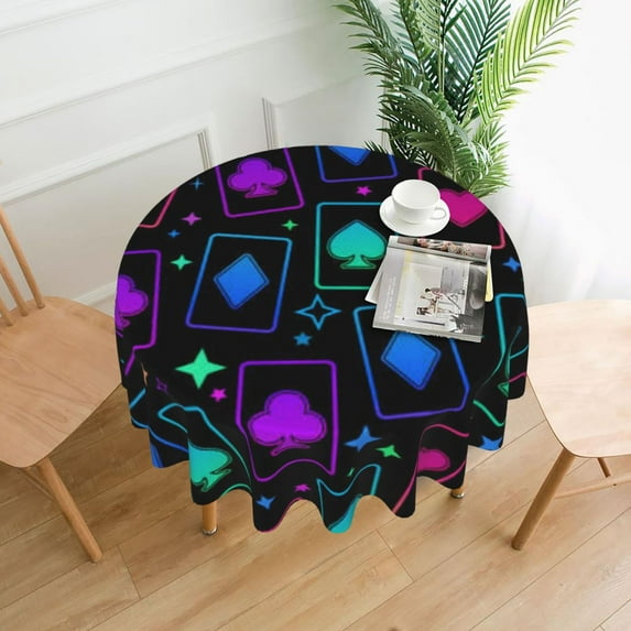 60 Inch Round Tablecloth – Waterproof, Stain-Resistant, Playing Cards ...