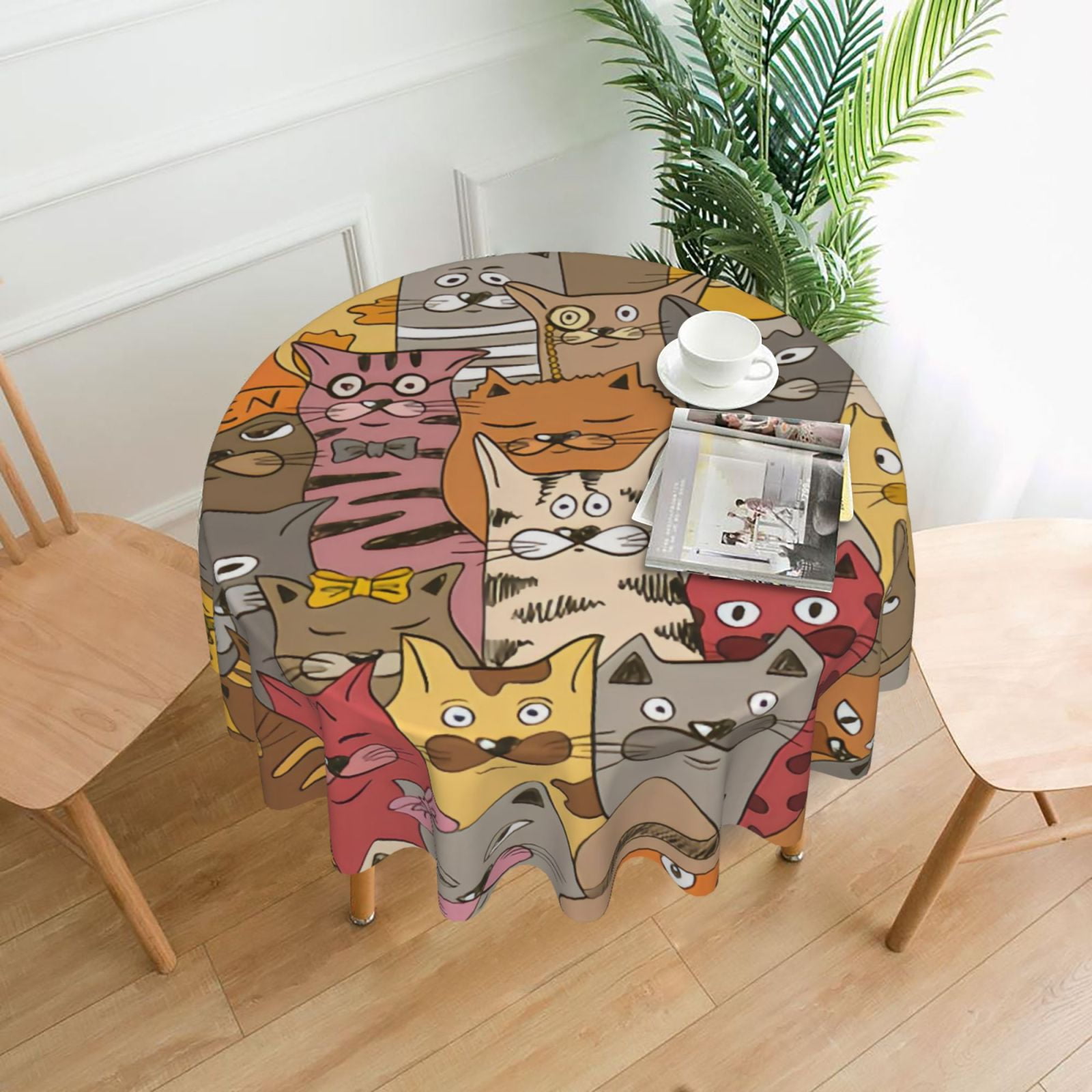 60 Inch Round Tablecloth – Waterproof, Stain-Resistant, Psychedelic ...