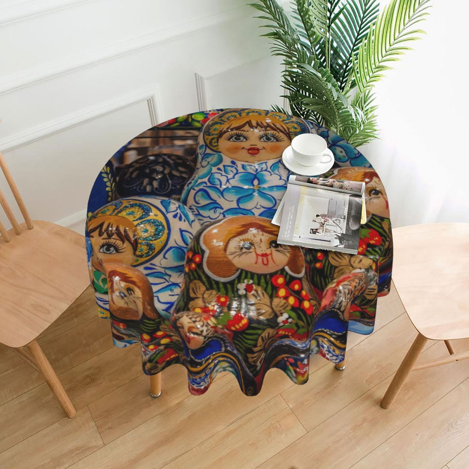 60 Inch Round Tablecloth – Waterproof, Stain-Resistant, Russian ...